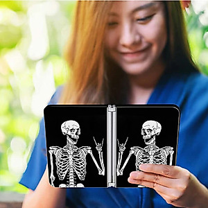 Skull Rock Skeleton Designed for 8.1" Microsoft Surface Duo Case, Full Cover Ultra Thin PU Leather Back Hard PC Phone Case for Microsoft Surface Duo (2020)