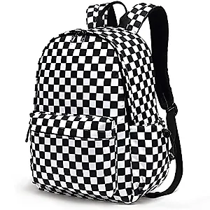 Checkered School Backpack for Girls Women, Teens School Bags Bookbags Ladies Laptop Backpacks