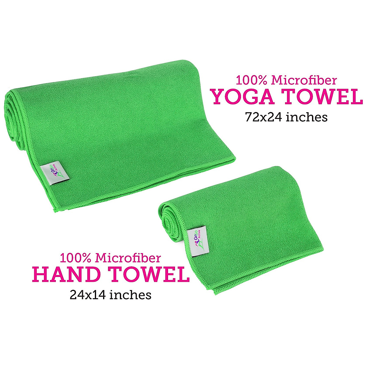Go Go Active Yoga Accessories Set - Includes 2 Yoga Blocks, 1 Microfiber Non Slip Mat Towel 72X24, 1 Microfiber Hand Towel 24X15, 1 Yoga Strap, 1 Pair of Yoga Socks (Green)