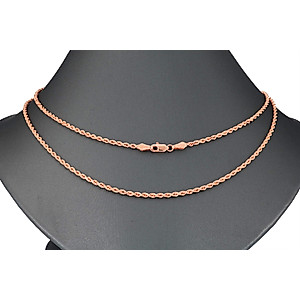 Nuragold 10k Rose Gold 2.5mm Rope Chain Diamond Cut Pendant Necklace, Womens Mens Jewelry 16" 18" 20" 22" 24" 26" 28" 30"