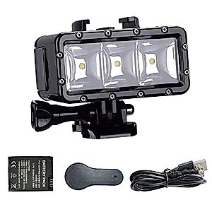 Suptig High Power Dimmable Waterproof LED Video Light Fill Night Light Diving Underwater Light for Gopro Hero 11/Hero 10/Hero 9/Hero8/Hero7/Hero6/Hero5/5S/4/4S/3+/3/2 DJI Akaso cam