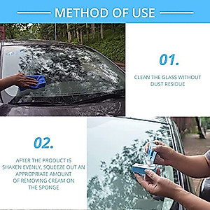 2Pack Glass Film Removal Cream,Car Glass Oil Film Cleaner, Car Windshield Oil Film Cleaner, Glass Stripper Water Spot Remover with Sponge and Towel for Car & Home Bathroom Glass