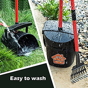 HUZSV Pooper Scooper Large Swivel Bin & Rake for Large & Small Dogs Non-Breakable Dog Poop Scooper with 20 Waste Bags Easy to Clean Pet Waste Use on Grass, Dirt or Gravel - Pet Supplies
