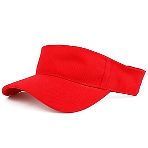Trendy Apparel Shop XXL Oversize Solid Cotton Adjustable Sun Visor - Red - 2XL