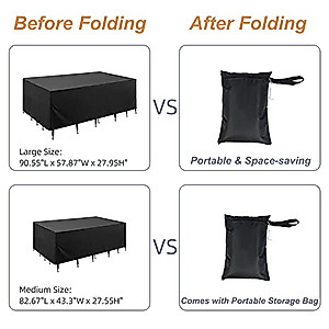 Restland Patio Furniture Covers Waterproof Heavy Duty Covers for Outdoor Table and Chair, Durable UV Resistant Snow Protection Couch Set Covers for Rainy Day,Black,82.67*43.3*27.55 Inches