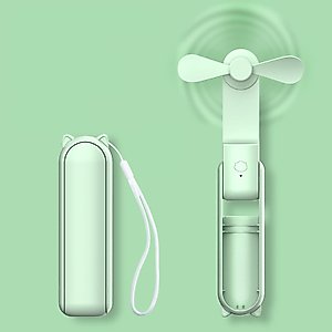 HZSK Joylifetech Handheld Mini Fan, Portable Foldable Fan with Power Bank, USB Rechargeable Small Pocket Fan, Battery Operated Personal Fan with 3 Speeds for Women Outdoor Travel (Green)