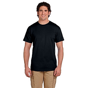 Fruit of the Loom Men's Lightweight Cotton Tees (Short & Long Sleeve), Crew-4 Pack-Black, X-Large
