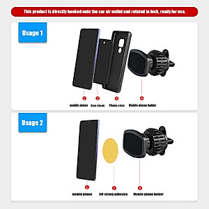 gunhunt 1 PC Snap-on Car Phone Holder, 2.36" x 1.57" 360° Rotating Air Outlet Multifunctional Navigation Bracket, Suitable for Conventional Horizontal Air Outlets Such as Horizontal/Vertical (Black)