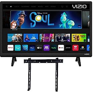 VIZIO 24" Inch Class D-Series LED 720P Smart TV Apple AirPlay 2 and Chromecast Built-in + Wall Mount (No Stand) - D24H-J09 (Renewed)
