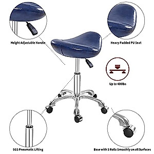 Lilfurni Saddle Stool Rolling Chair,Pneumatic Height Adjustment Stool with Wheels for Salon,Home,Office