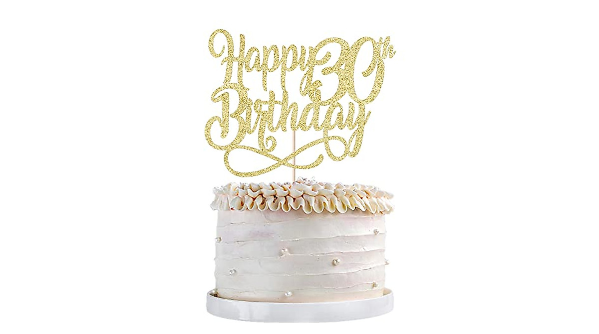 Celebrate 30th Birthdays with Gold Glitter Cake Topper