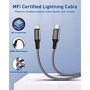 iPhone 14 13 12 Super Fast Charger [Apple MFi Certified], LUOSIKE 2-Pack 20W PD Fast USB C Wall Charger Block with 10FT Long USB C to Lightning Cable for iPhone 14 13 12 Pro Max Mini 11 XS XR X, iPad