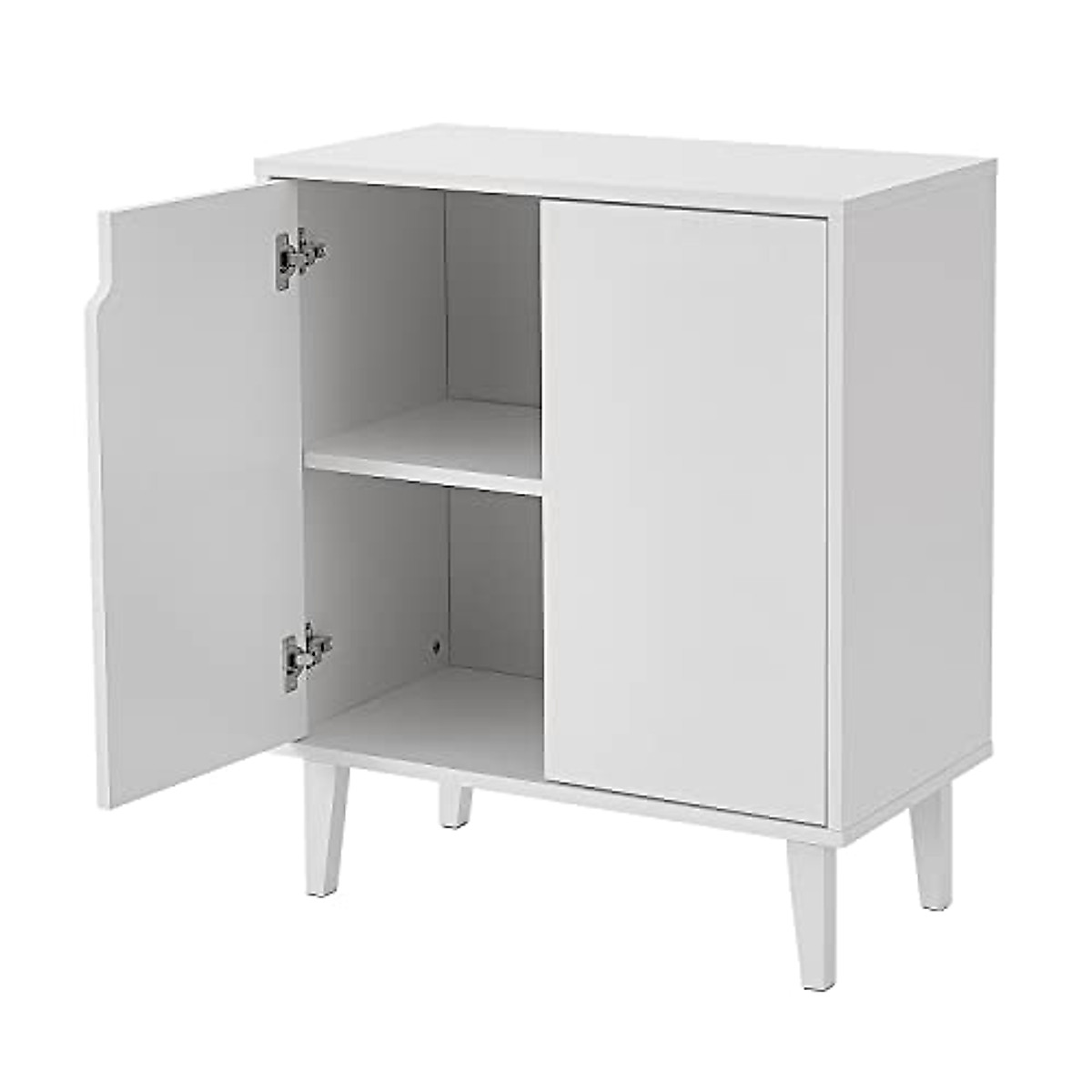 White Coffee Bar Cabinet, Farmhouse White Accent Sideboard Buffet Storage Cabinet for Kitchen, Dining Room, Living Room, Hallway