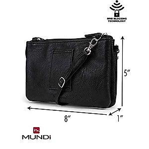 Mundi Brady Anti Theft Womens Cell Phone Crossoby Bag RFID Purse Wallet (Black)