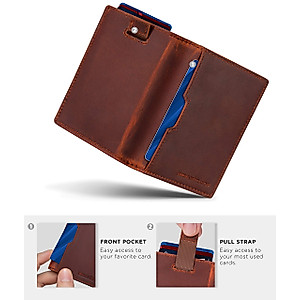 SERMAN BRANDS - Wallets for Men Slim Mens leather RFID Blocking Minimalist Card Front Pocket Bifold Travel Thin (Canyon Red 5.0)