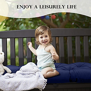 Eoieov Outdoor Bench Cushion Black Non-Slip Patio Bench Cushions for Outdoor Furniture ，Thick Tufted Patio Chair Pads 40 inch for Swing Chair, Wicker Loveseat Settee,40 * 20"