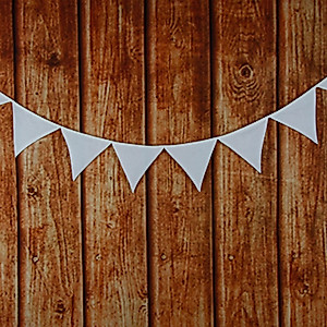 INFEI Solid White Double Layer Cotton Fabric Flags Bunting Banner Garlands for Wedding, Birthday Party, Outdoor & Home Decoration (3.2M/10.5Ft)
