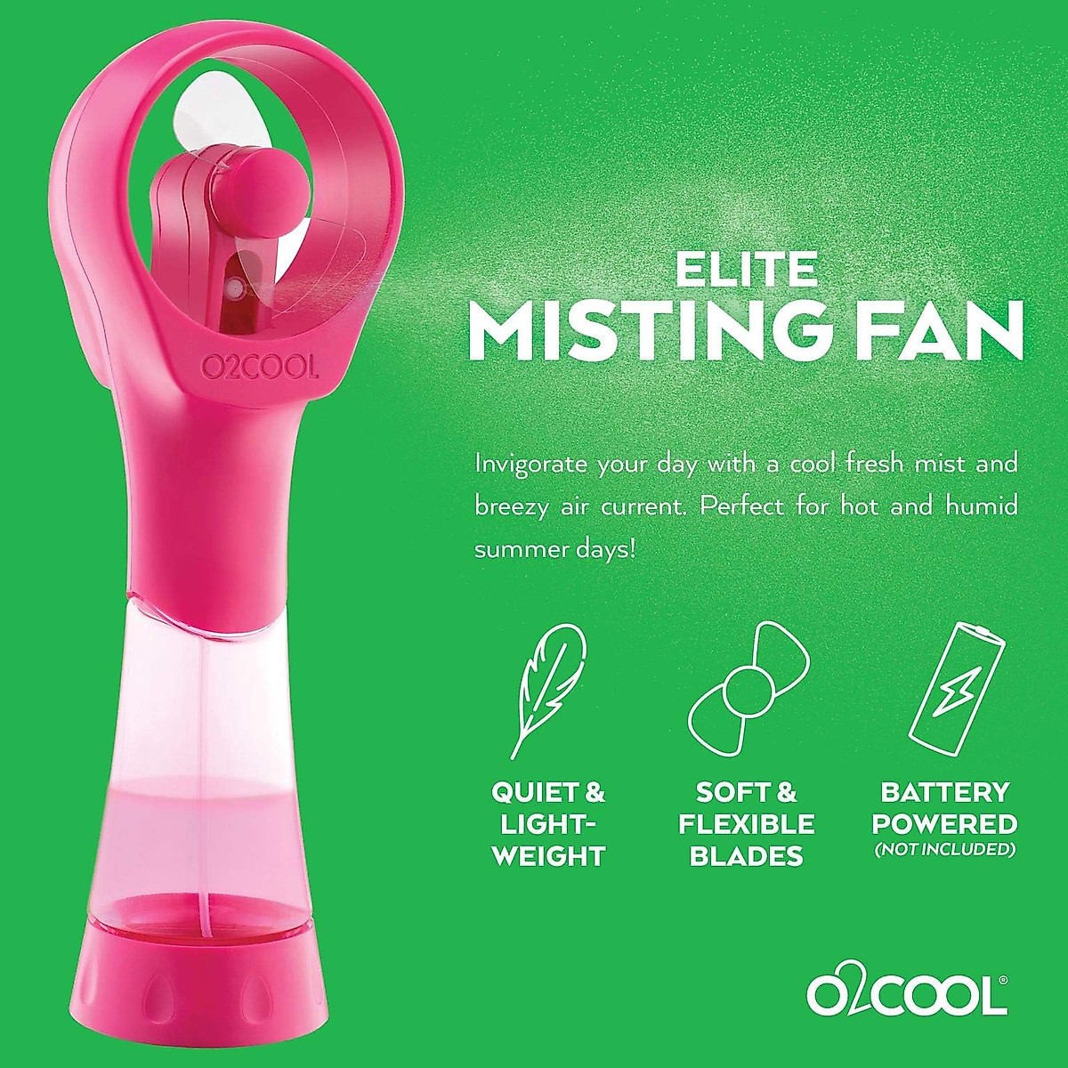 O2COOL Elite Battery Powered Handheld Water Misting Fans (Raspberry)…