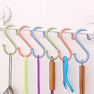 Pack of 12 Plastic Hanging S-Hooks, MOIKY Creative Multi Purpose Plastic S Shaped Double Head Hanger Hooks, Large (4.7 Inch), Pink