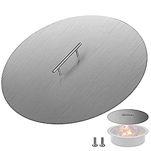 VBENLEM Fire Pit Lid Round 20 Inch Fire Pit Ring Lid 1.5 mm Thick 304 Stainless Steel Fire Pit Burner Cover for Round Patio Fire Pit