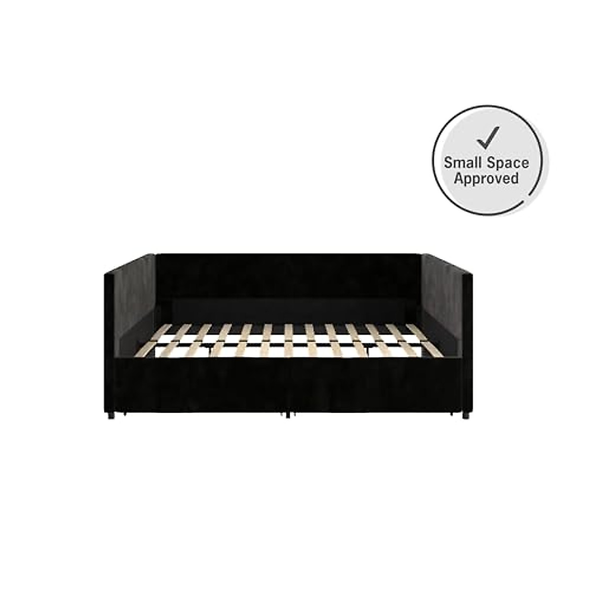 DHP Theo Daybed with Storage Drawers, Full, Black Velvet