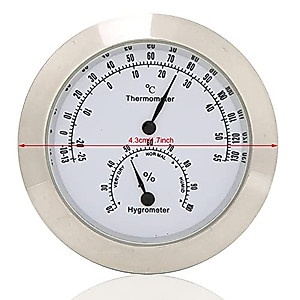 Guitar Case Hygrometer,Hygrometer Thermometer for Humidor Violin,Round Alloy Digital Thermometer Hygrometer Humidity Temperature Meter for Violin Guitar Case for Indoor and Outdoor(Silver)