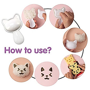 Cute Cat Sushi Mold for Kids, Musubi Maker Press, Rice Ball Mold Shaker, Classic Triangle Rice Ball Maker Mold Kit for DIY Fun Lunch Box Picnic Tool (CAT)