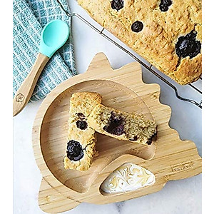 Bamboo Baby Plate with Suction - Kids and Toddler Suction Cup Plate for Babies, Non-toxic All-Natural Bamboo Baby Food Plate Stays Cool to the Touch for Baby-Led Weaning