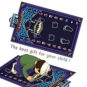 N/C Prayer Rug/Mat for Islam/Muslim Kids Educational Praying, Eid Gift (Purple)