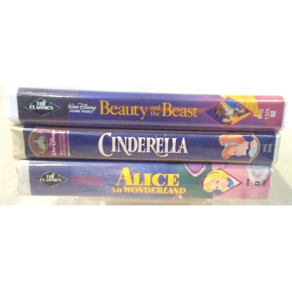 Lot of 3 Disney Family Entertainment Videos ~ Beauty and the Beast VHS, Cinderella VHS, Alice in Wonderland VHS