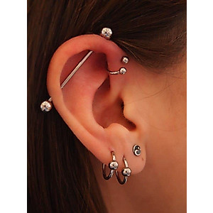 14G 1.5" Implant Titanium Internally Threaded Industrial Ear Cartilage Barbell Style 88888-413