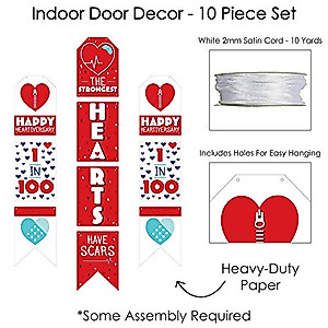 Big Dot of Happiness Happy Heartiversary - Hanging Vertical Paper Door Banners - CHD Awareness Wall Decoration Kit - Indoor Door Decor
