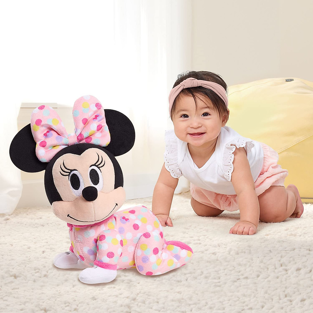 Disney Baby Musical Crawling Pals Plush Minnie Mouse, Stuffed Animal, Officially Licensed Kids Toys for Ages 09 Month by Just Play