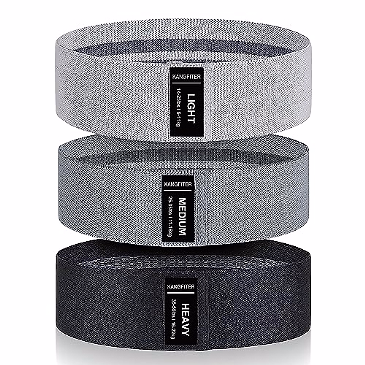 KANGFITER Fabric Resistance Bands for Working Out, 3 Level Non-Slip Booty Bands for Women and Men, Loop Exercise Bands Set for Leg and Glutes, Hip Elastic Bands for Home and Gym Fitness, Yoga, Pilates