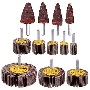 12 Pcs Abrasive Flap Wheel Sander Set, 1/4”Shank Flap Sander for Drill, Flap Wheel Sander Drill Attachment, 80 Grit Flap Wheels