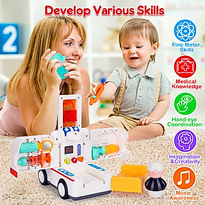 Hekaty Baby Toys for 1 2 3 Year Old Boys Girls Ambulance Car Musical Toy for Toddler 1-3 with Medical&Tools&Light&Sound Early Learning Educational Baby Toys 12-18 Months Kid