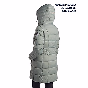 Reebok Women's Winter Jacket - Long Length Quilted Puffer Parka - Heavyweight Outerwear Coat for Women (S-XL), Size Medium, Sage