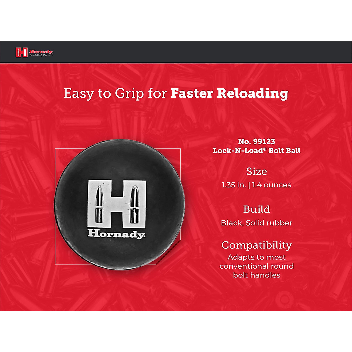 Hornady Lock-N-Load Bolt Ball – A Firearm Accessory for Faster Reloads – Easy Grip When Shooting with Gloves, Ideal for Hunting – Item No. 99123