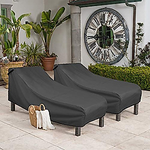 Porch Shield Patio Lounge Chair Cover - Waterproof Outdoor Chaise Lounge Chair Covers 2 Pack - 68W x 30D x 30H inch, Black