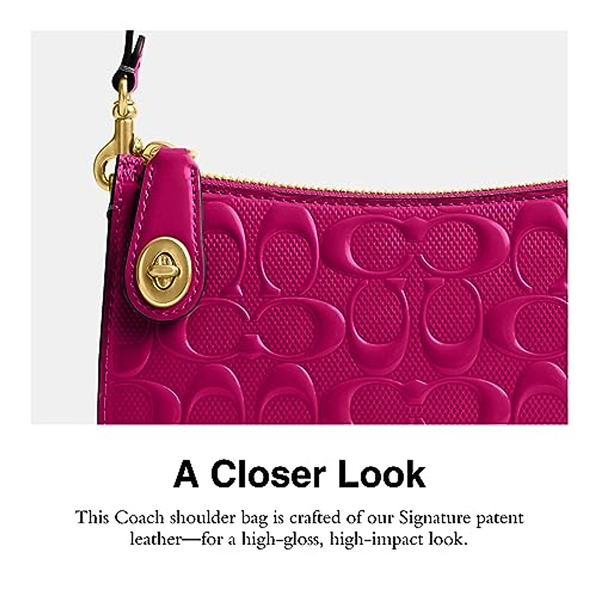 COACH Patent Signature Leather Penn, Magenta