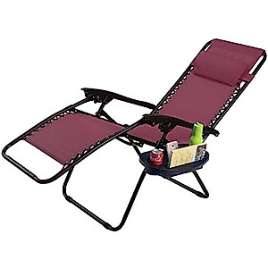 topment Outdoor Zero Gravity Lounge Chair with Pillow & Utility Tray, Folding Patio Lawn Beach Recliner(Wine)