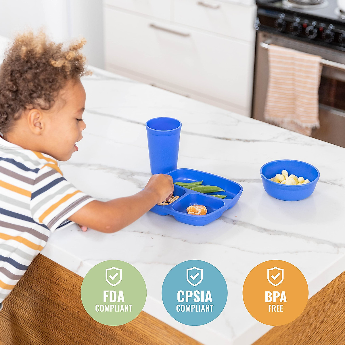 ECR4Kids My First Meal Pal Combo Set, Children's Tableware, Blue, 15-Piece