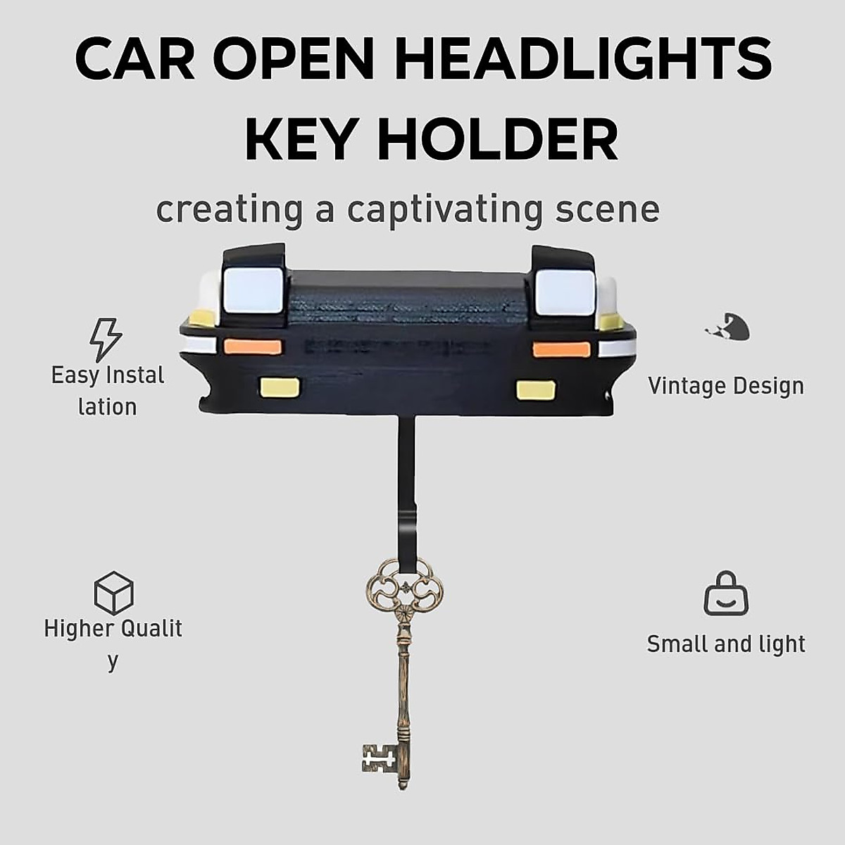 GUANKE Car Open Headlights Key Holder Key Holder Wall Mount Vintage Car Key Holder Key Hanger Unfolds Car Headlights Vintage Style Car Accessories Ideal for Corridor Living Room & Office (Style-C)
