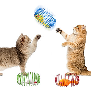 BENBO Cat Spring Balls, 3Pcs Stretchable Cat Springs Toys Interactive Caged Rats Rolling Cat Balls Spiral Crinkle Cat Toys Playful Coils Spring Toy for Kitten Cat Pet Indoor Play (Random Color)