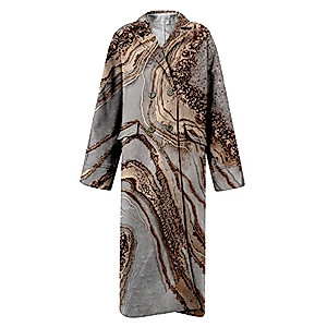 Winter Coat Women, Fashion Printed Pocket Long Sleeve Lapel Woolen Overcoat For Women Fall Coats Puffer Jackets, Womens Plus Size, Coats Made In Usa, Size Packable Jacket (XL, Coffee)