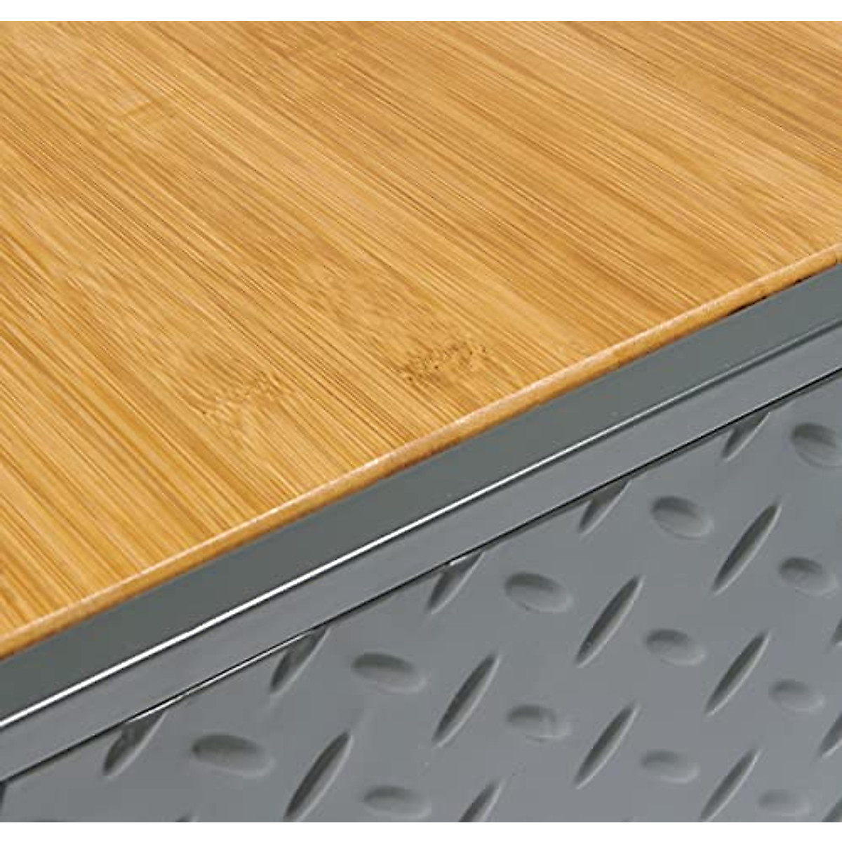 Badger Basket Metal and Bamboo Multi-Bin Charcoal/Natural Storage Cubby