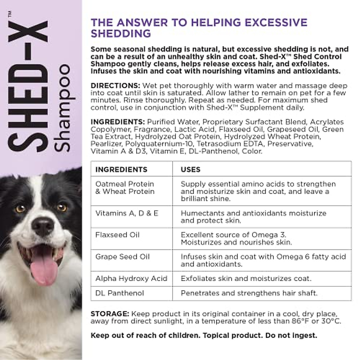 Shed-X Shed Control Shampoo for Dogs, 16 oz – Reduce Shedding – Shampoo Infuses Skin and Coat with Vitamins and Antioxidants to Clean, Release Excess Hair, and Exfoliate
