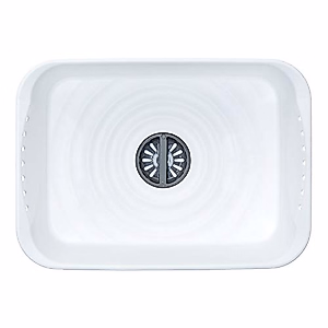 Glad Kitchen Sink Wash Basin for Dishes | Large Plastic Tub with Drain Plug | Multipurpose Dishpan for Cleaning Tableware | Sinkware Accessories, White