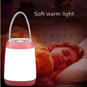 Hathdia Night Light for Kids, USB Rechargeable Nursery Lamp Portable Camping Lantern with 3 Light Modes for Camping,Emergency,Bedroom,Indoor and Outdoor(Pink, 1 Pack)