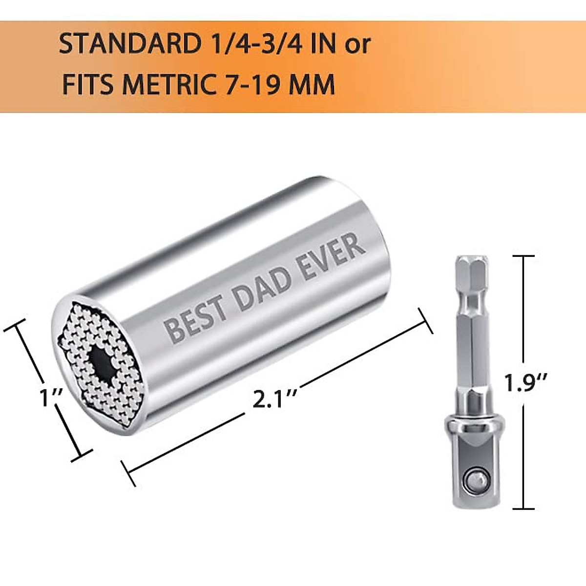 Dad Christmas Gifts from Daughter Son Unique for Dad, Best Dad Ever - Universal Socket Tools for Dad, Father Men Gifts for Dad Gifts for Christmas, Dad Birthday Gift from Kids, Super Socket (7-19mm)
